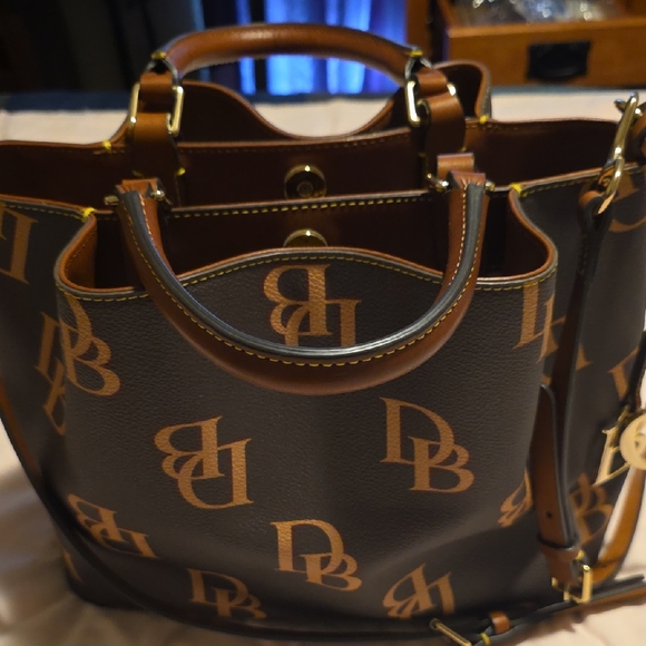Dooney & Bourke | Bags | Dooney Bourke Brown And Tan Logo Tote | Poshmark